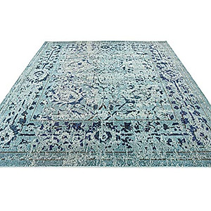 Unique Loom Medici Collection Vintage Botanical Traditional Light Blue Square Rug (8' 0 x 8' 0)