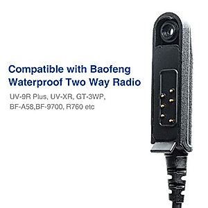 ABBREE&BaoFeng UV-9R Pro Two Way Radio Rainproof Handheld Speaker Mic Microphone, Remote Shoulder Mic for BaoFeng UV-9R UV-9R Pro GMRS-9R