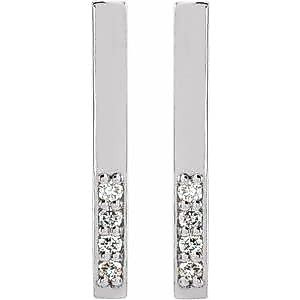 Platinum .07 CTW Diamond Geometric Dangle Drop Earring Pair