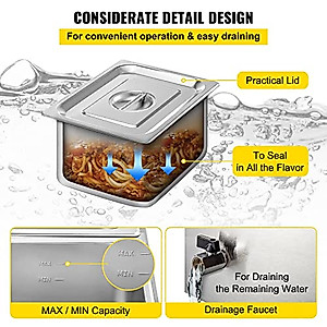 Commercial Food Warmer 850W Electric Steam Table 17 Qt Bain Marie - Stainless Steel for Buffet Catering