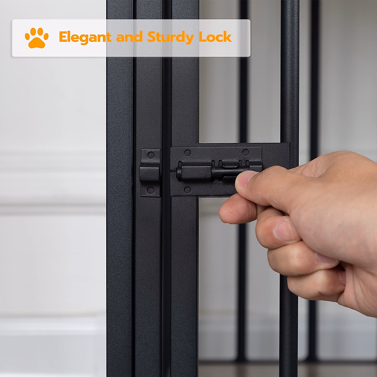 HOOBRO Dog Crate Furniture, Wooden Dog House, Decorative Dog Kennel with Drawer, Indoor Pet Crate End Table for Small Dog, Steel-Tube Dog Cage, Chew-Proof, Rustic Brown and Black BF01GW03