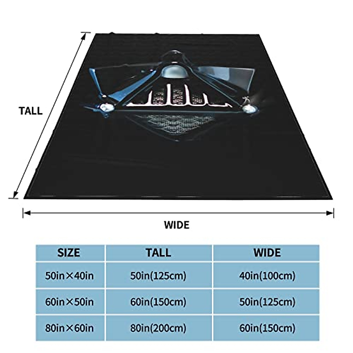Ye Fanghua Flannel Throw Travel Blanket Darth Vader for Sofa / Living Room / for Adults Or Children Black 60inchX50inch,Black