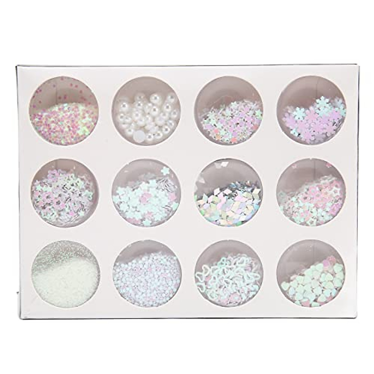 Craft Glitter Sequin, High Flash Glitter Sequins Set for Homemade Cards (White)