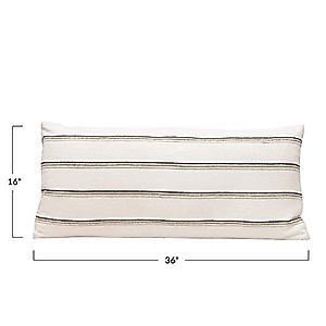 Creative Co-Op Woven Cotton Blend Lumbar Stripes, Multi Color Pillow