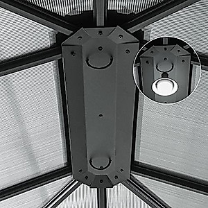 YITAHOME 10x12ft Hardtop Gazebo Outdoor Polycarbonate Canopy with Netting and Shaded Curtains, Aluminum Frame Garden Tent for Patio, Backyard, Deck and Lawns