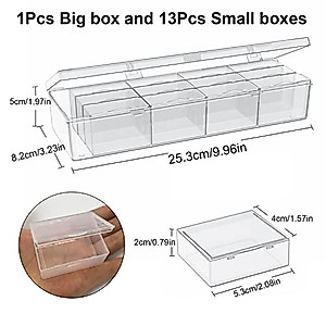 Goczsvoy 13Pcs Mini Plastic Clear Boxes With A Storage Case, Small Plastic Clear Containers For Bead Organizer, Jewelry, Craft, Small Things Storage And Organization
