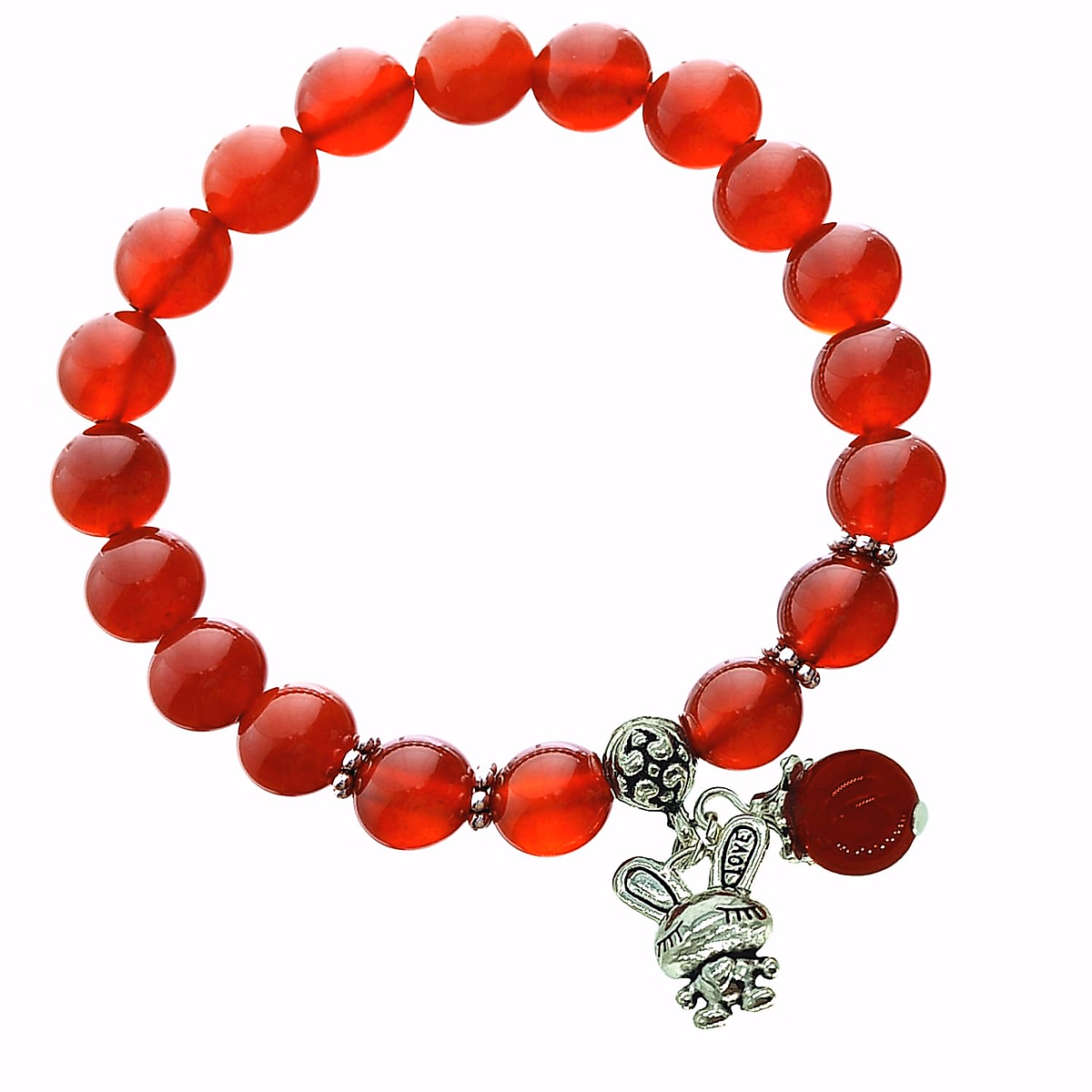 Feng Shui Handmade Chinese Zodiac Rabbit Red Agate Beads Bracelet (RABBIT)