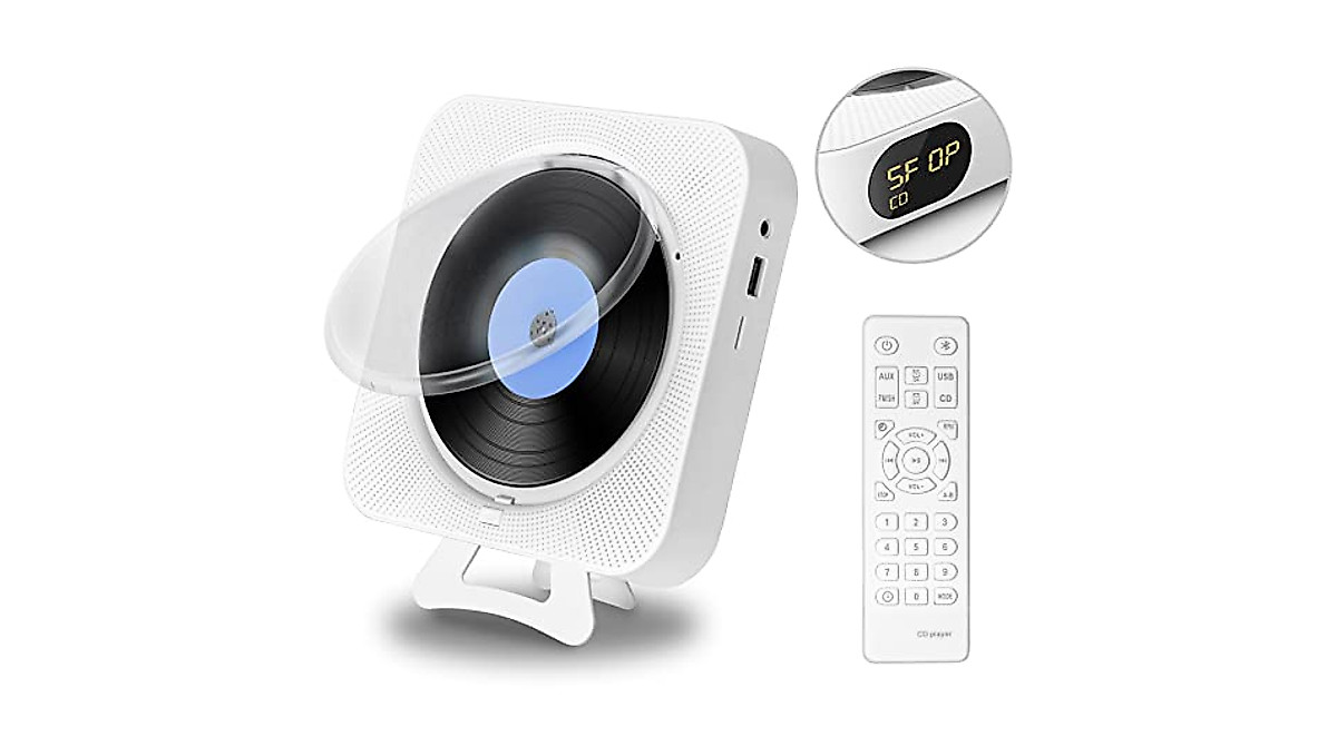 CD Player Portable with Bluetooth - Wall Mountable & Desktop Stand CD ...