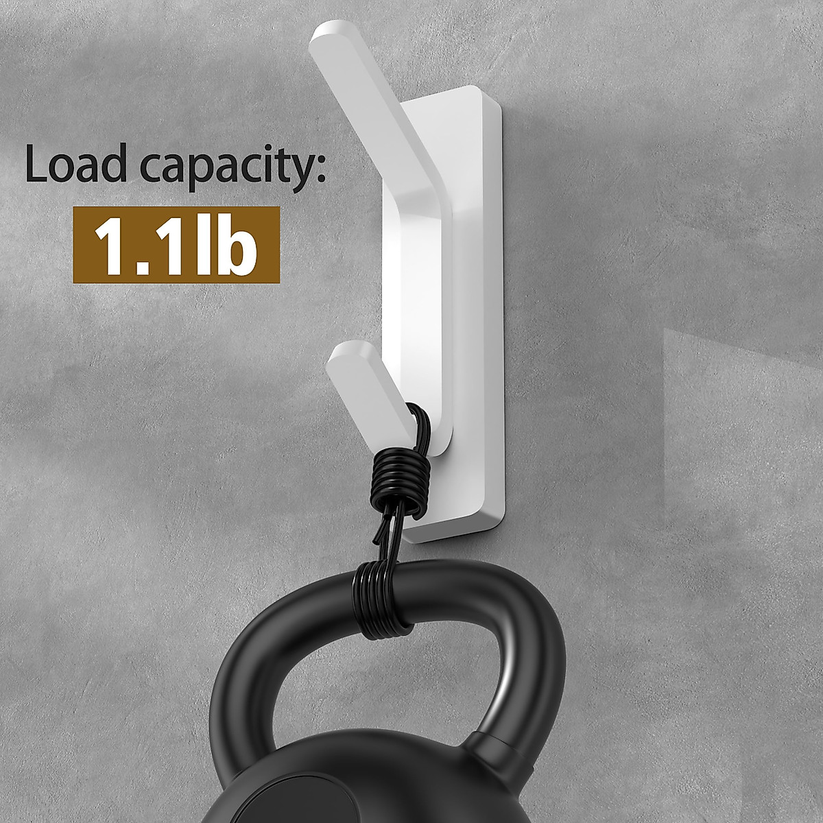 YIGII Utility Hooks/Adhesive Hooks for Hanging, Damage Free Hanging Wall Hooks with Adhesive Strips, Removable Wall Hooks Heavy Duty in Living Spaces, 8 Plastic White Hooks and 8 Adhesive Strips