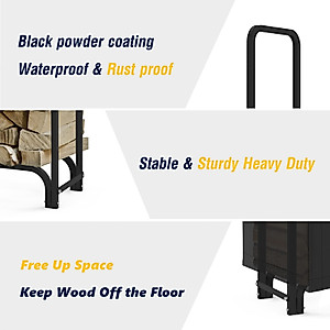 WALMANN 4ft Firewood Log Rack with Cover Outdoor, Heavy Duty Firewood Rack With Weather Resistant 600D Oxford Fabric Cover, Indoor/Outdoor Wood Rack for Firewood…