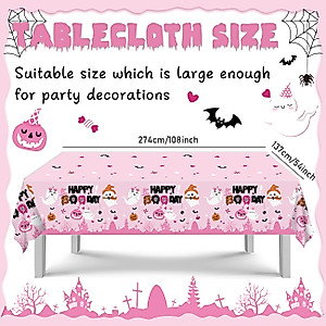 Halloween Pink Birthday Decoration Tableware, Happy Boo Day Halloween Dinnerware with Cute Ghost Plates and Napkins for Halloween Baby Shower Party Supplies,Serve 20