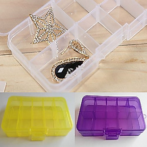 Baost 10-Slots Adjustable Devider Clear Plastic Storage Box, Jewelry Storage Box Pill Beads Holder Container Case Organizer for Art Craft, Small Nuts Screws, Fishing Tackle Purple