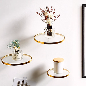 hatleues Glass Shelves Modern Plant Floating Shelf Wrought Iron Wall Shelves for Bathroom Living Room Home Decoration M