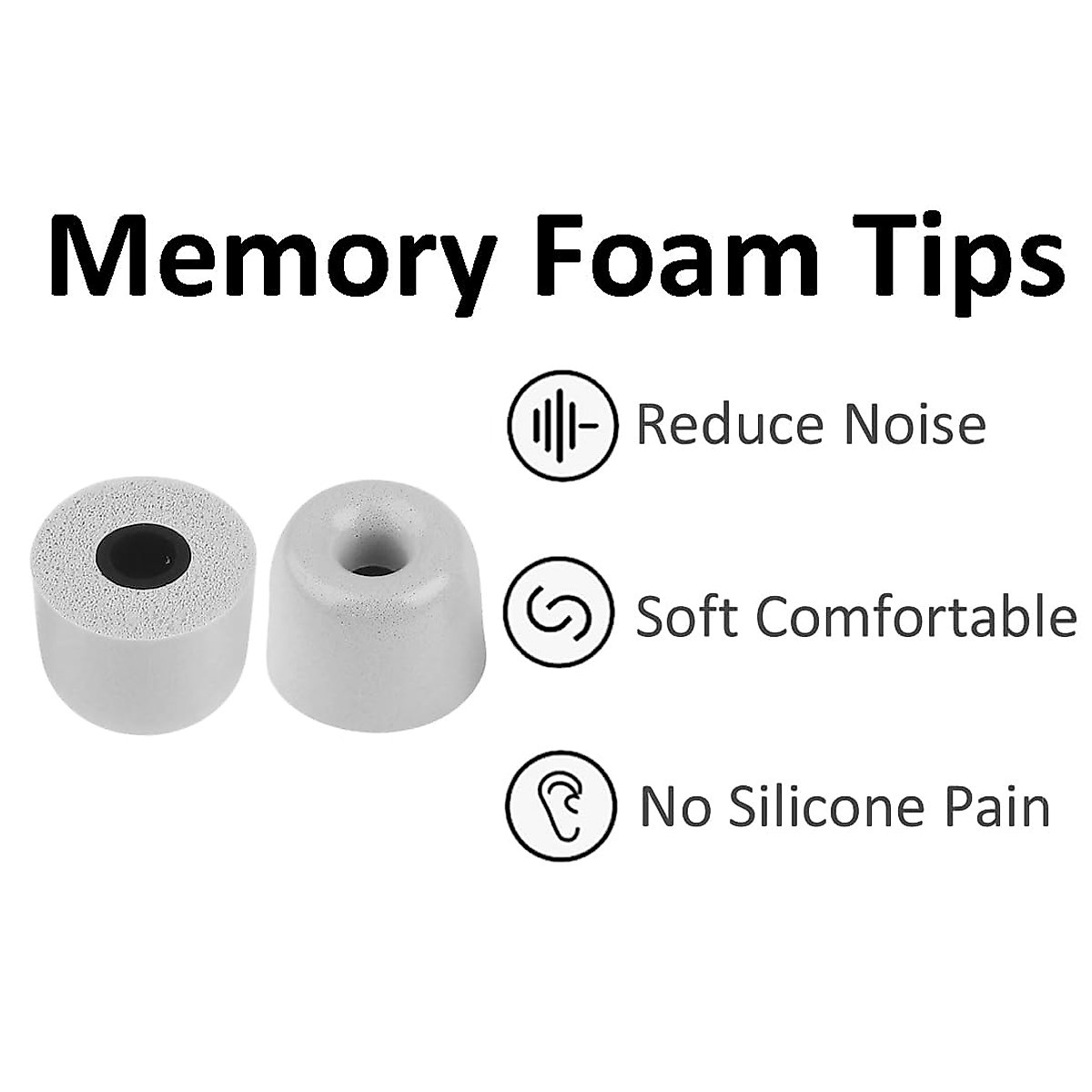 A-Focus [8 Pairs] WF-1000XM4 Ear Hooks Tips 【 Memory Foam & Silicone 】 Soft Replacement Comfortable Earbud Tips Wingtip Compatible with Sony WF-1000XM4 WF-1000XM3 WF-C500, 23515H Silver