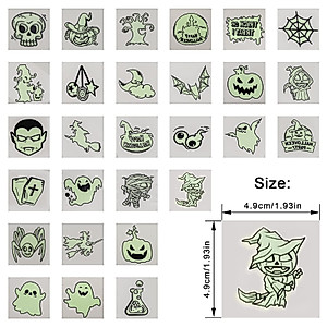 Halloween Temporary Tattoos for Kids, Waterproof Fake Tattoos Stickers, Glow in Dark Tattoos, 140 PCS Halloween Pumpkin Ghost Devil Skull Vampire, Luminous Tattoo Sticker for Halloween Party Supplies
