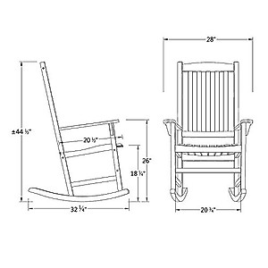 Cambridge Casual Bentley High Back Wooden Front Porch Rocking Chair for Outdoor Patio Furniture, Solid Wood, White