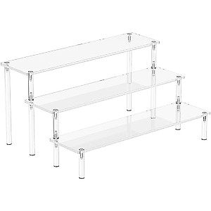 Aredpoook Acrylic Display Risers, 3 Tier Perfume Organizer Stand, Clear Cupcake Stand Holder, Large Shelf Risers for Figures, Dessert Shelves for Party, Riser Stand for Decoration and Organizer