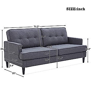 71" Modern Design Couch Soft Linen Upholstery Loveseat for Compact Living Space, Apartment, Dorm.