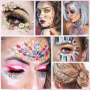 Face Makeup Glue for Rhinestones, Shynek Cosmetic Face Glitter Glue Long Lasting Waterproof Face Glue Adhesive for Eye Jewels Face Gems Rhinestone Chunky Body Glitter