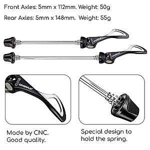 ONIPAX MTB Road Mountain Bicycle Wheel Hub Front and Rear Quick Release Skewer (BLACK)