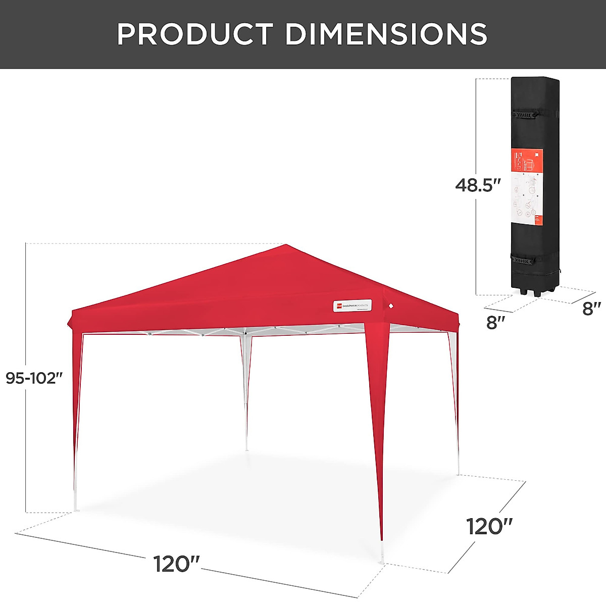 Best Choice Products 10x10ft Pop Up Canopy Outdoor Portable Folding Instant Lightweight Gazebo Shade Tent w/Adjustable Height, Wind Vent, Carrying Bag - Red