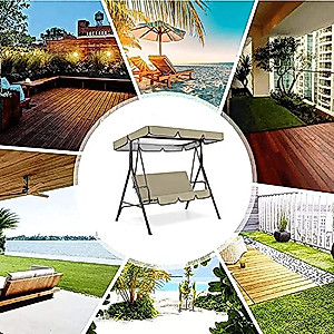 Outdoor Porch Swing Canopy Waterproof Top Cover Set, 2 & 3 Seater Garden Porch Seat Furniture Sun Shade Patio Swing Hammock Top Sunproof Cover for Garden, Poolside, Balcony (Brown)