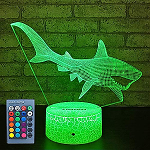FlyonSea Baby Shark Toys Nightlight,Baby Shark Party Supplies 16 Color Changing Kids Night Light with Touch and Remote Control, Kids Shark Decor Lamp Birthday Christmas Gifts for Kids Boys Baby