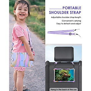 DETUOSI Silicone Case for Lenovo Tab M10 Plus 10.6 inch 2022 3rd Gen (TB-125F/TB-128F), Slim Lightweight Folding Stand Cover, Soft Protective Cover with Strap & Stylus Pen, Dazzle Rose Red & Purple