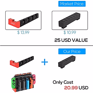 FASTSNAIL Charger Compatible with Nintendo Switch for Joy con, Charging Dock Stand Station Base and Game Card Storage Holder with 28 Game Card Slots Compatible with Nintendo Switch