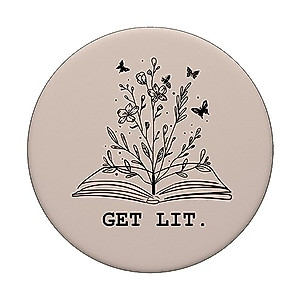 Get Lit Library Book Wildflowers Lovers Literature Teacher PopSockets Standard PopGrip