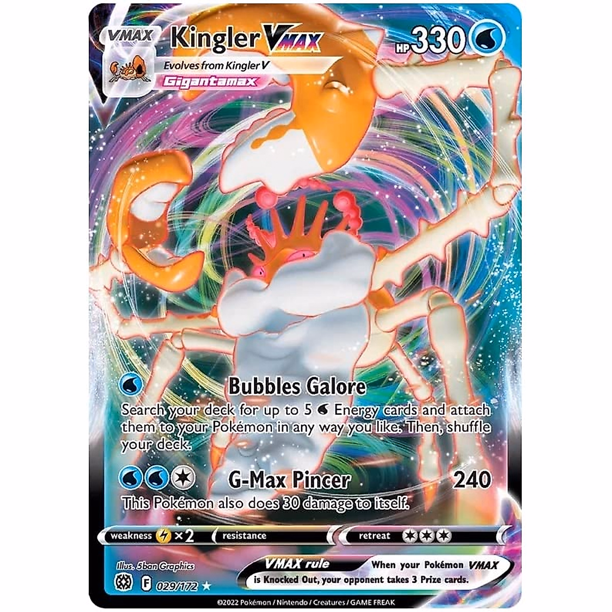 Kingler VMAX - 029/172 - Full Art Ultra Rare - Sword & Shield: Brilliant Stars