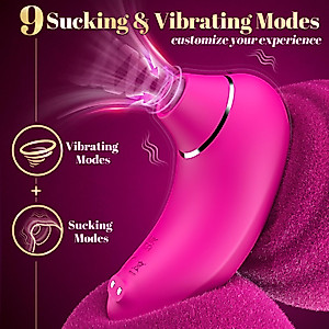 Gasevimo Vibrator Adult Sex Toys for Women - Upgraded Sex Toys Sucking Vibrators Adult Toys, 9 Sucking & Vibrating Rose Sex Toy Nipples Clitoral Stimulator Adult Toy for Female Adults Couples