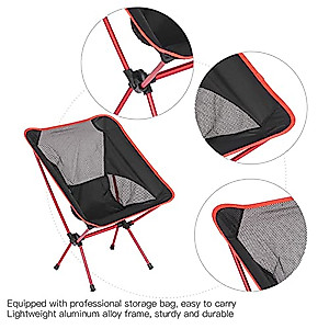 Portable Chair, Convenient to Carry Simple Operation Nylon Mesh Compact Outdoor Chair Wide Uses Small After Folding for Barbecue(Big red)