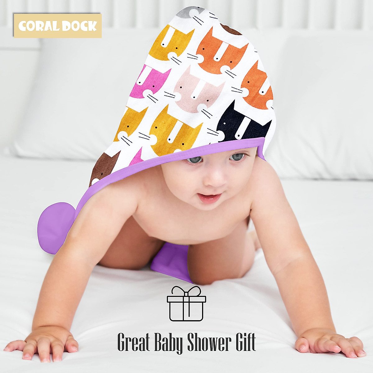 CORAL DOCK 3 Pack Baby Hooded Bath Towel Sets, Ultra Absorbent Baby Essentials Item for Newborn Boy Girl, Baby Bath Shower Towel Gifts for Infant and Toddler - Cute Pink Starry Sky