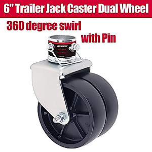 NBJINGYI 6" 2000lbs Dual Trailer Swirl Jack Caster Wheel With Pin fits Any Jack Better Soft Ground Roll