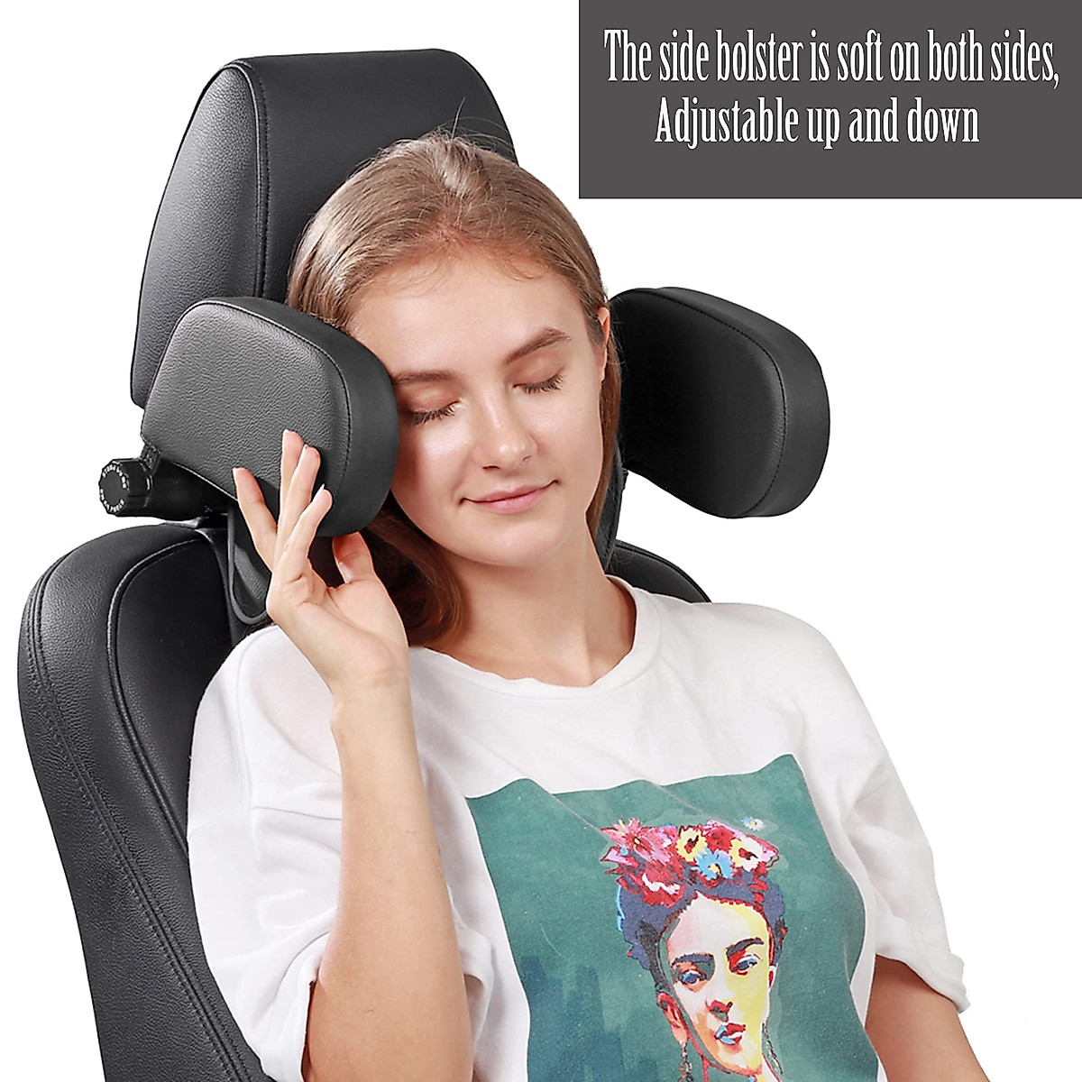 2022 Car Seat Headrest Pillow,car headrest Pillow,car seat Head Support Infant,Premium Seat Head Pillow,Grey Pillow,360 Degree Adjustable,for Children and Adults (Black)