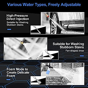 Electric Pressure Washer, 1800W High Power Washer, 2.11GPM Professional Electric Pressure Cleaner Machine with 4 Nozzles Foam Cannon,Best for Homes, Patios, Garden, Blue