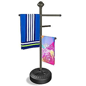 Hestiasko 57" Metal Outdoor Towel Rack for Pool with 3 Adjustable Bars, Hot Tub Accessories for Adults, Upscale Pool Towel Rack - Gray