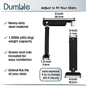 Dumble RV Camper Step Stabilizer - 9 to 13in Adjustable Camper Steps Folding Stair Leveling Jack for Travel Trailer