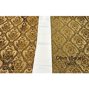 Damask Tapestry Chenille Fabric - Upholstery Fabric, L.Gold - 60" Width - Sold BTY