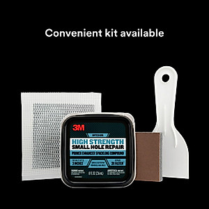 3M High Strength Small Hole Repair Kit, Inlcudes Spackling Compound, Putty Knife, Sanding Sponge, and Self-Adhesive Patch, For Hole Repairs Up To 3" in Diameter, Easy Wall Repair (SHR-KIT)