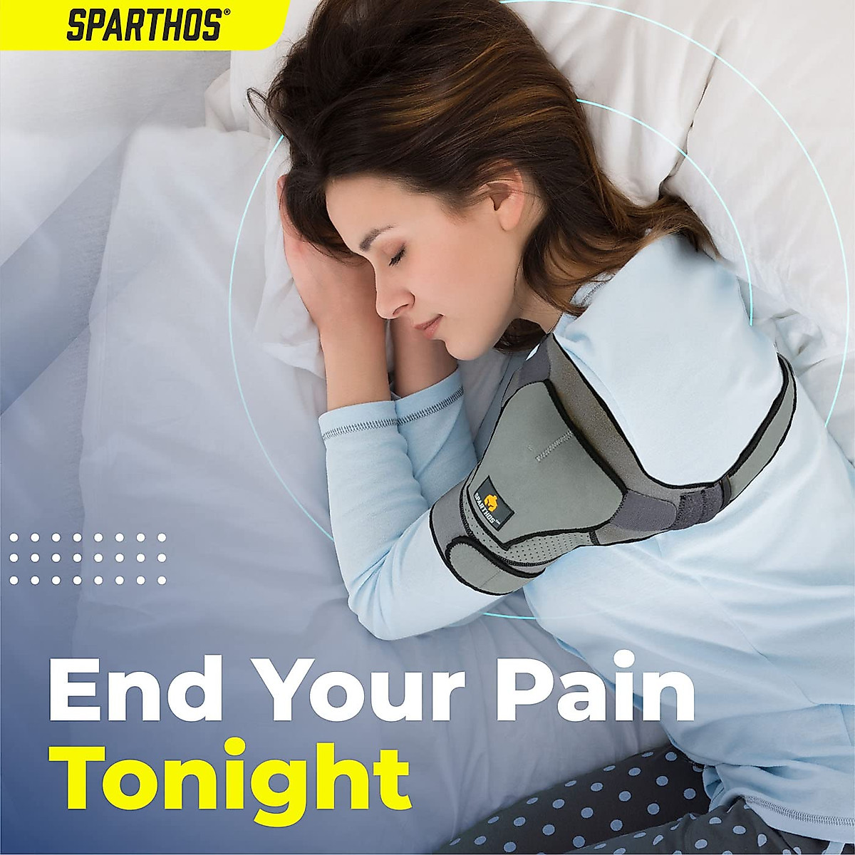 Sparthos Shoulder Brace - Support and Compression Sleeve for Torn Rotator Cuff, AC Joint Pain Relief - Arm Immobilizer Wrap, Ice Pack Pocket, Stability Strap, Dislocated Sholder - for Men and Women