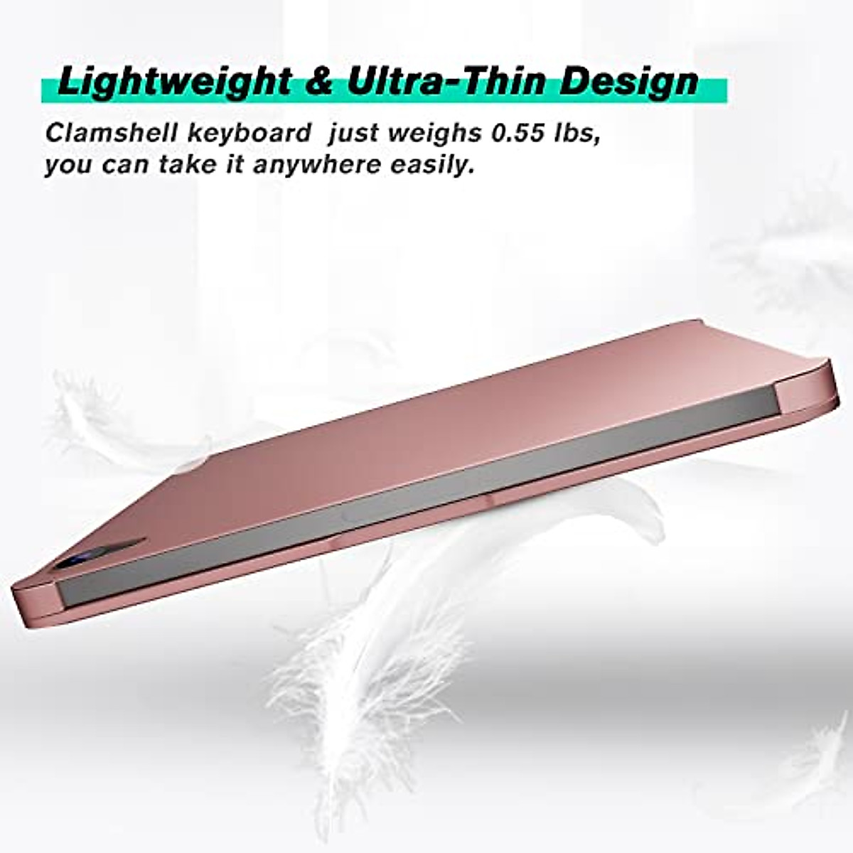 NOKBABO iPad Mini 6 Case with Keyboard 8.3-inch 6th Generation 2021, Ultra Slim Wireless Keyboard with 130° Clamshell Hard Case and Pencil Holder, Only Support iPad Mini 6 Keyboard - Rose Gold
