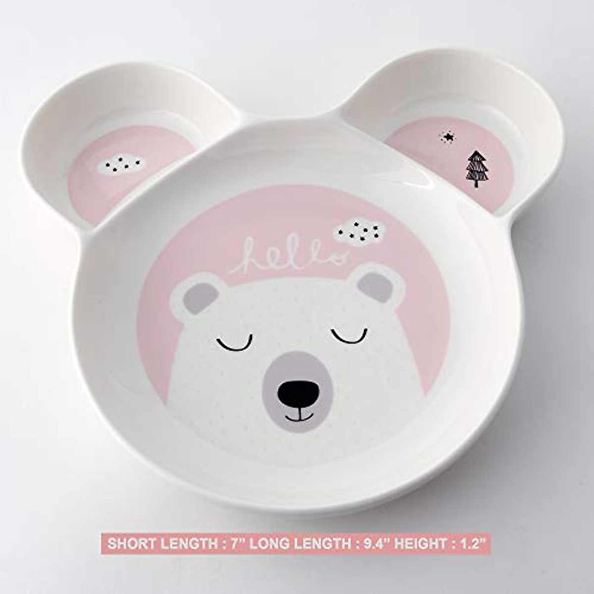 ZEN Hello Hello Porcelain Childrens Kids Dinner Set of 3 (PINK)