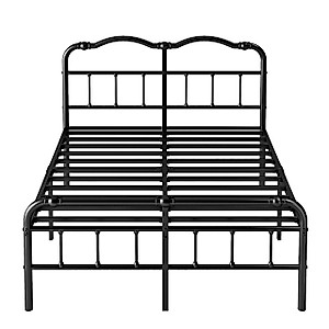 RLDVYA King Bed Frame and Headboard with Footboard, 18 Inch High, Heavy Duty King Size Bed Frame and Headboard, No Box Spring Needed, Under Bed Storage, Easy Assembly, Noise-Free, Black