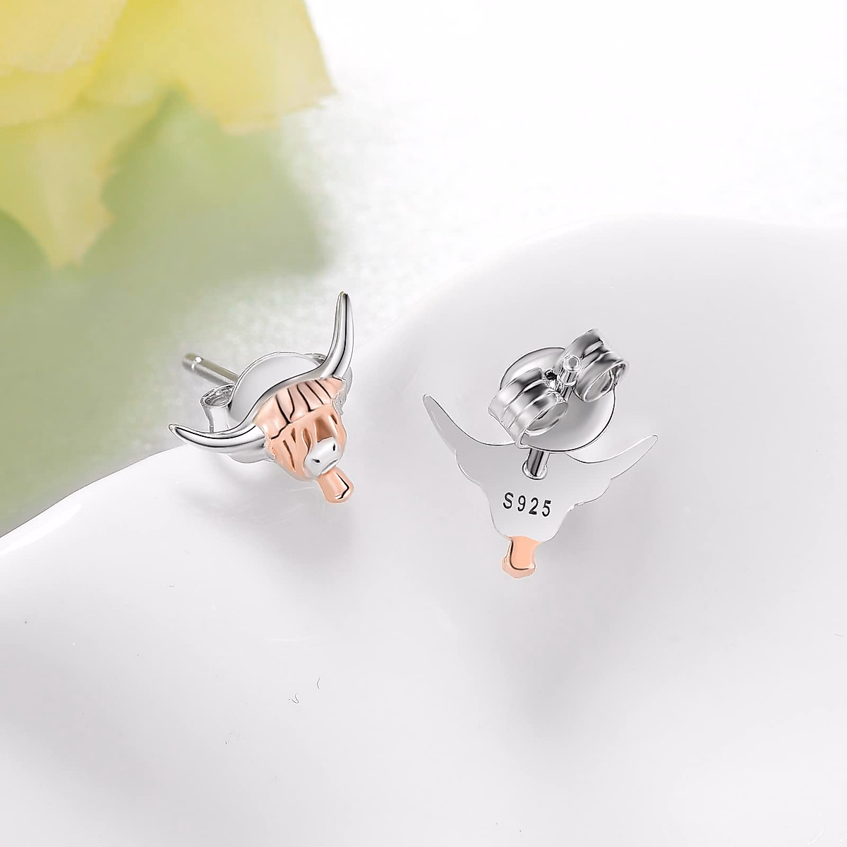Highland Cow Earrings 925 Sterling Silver Cow Stud Earrings Cute Animal Highland Cow Jewelry for Women Highland Cow Gifts