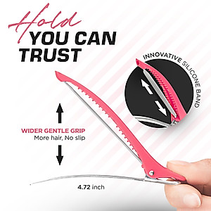 Fagaci Firm Grip Hair Clips with Silicone Band - Durable Duckbill and Alligator Clips for Sectioning, Styling, and Salon Use