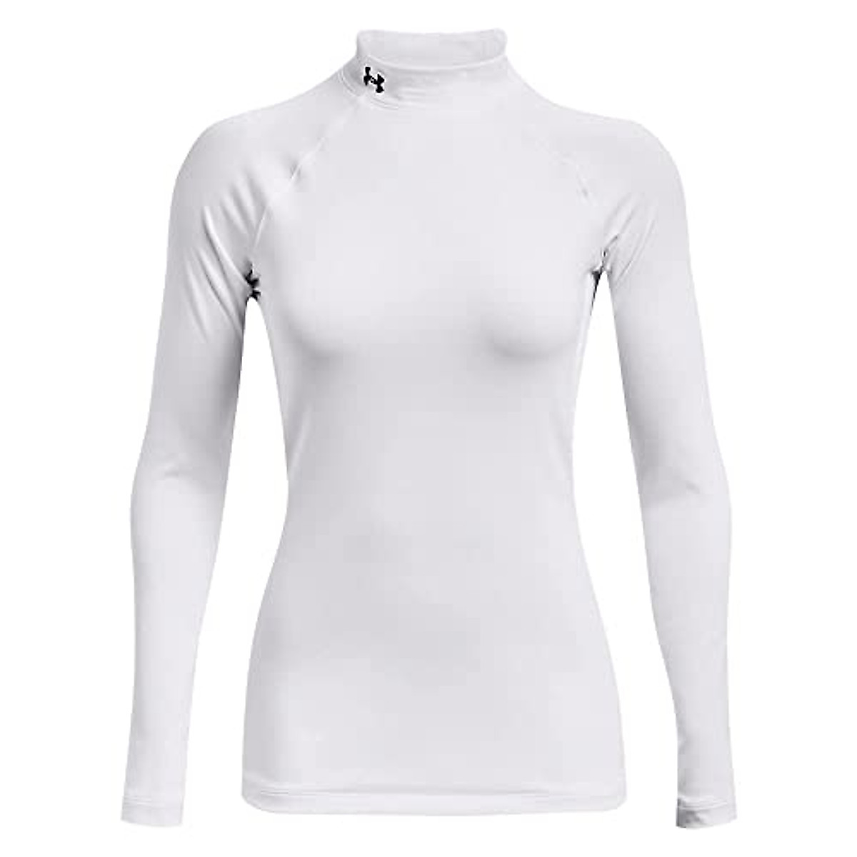 Under Armour Womens Authentics Mock Neck T-Shirt, White (100)/Black, Medium