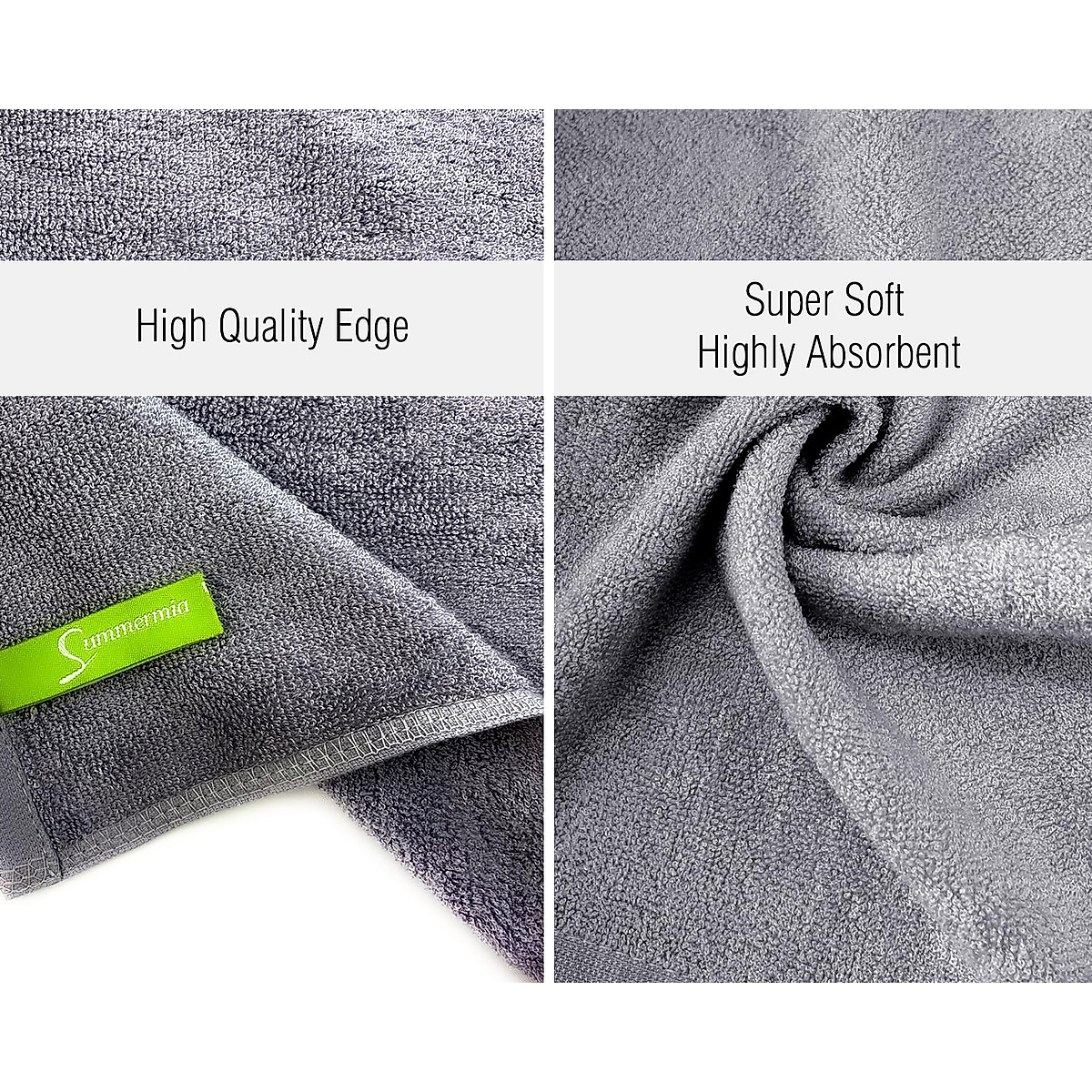 SUMMERMIA 12 Pack Washcloths 13" x 13" - Soft Wash Cloths for Your Face Towel, Wash Cloths for Your Body (White + Gray)