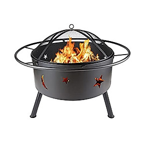 LIUXUEFE Fire Pit, Fire Bowl, wo-od Burning Fireplace, Brazier, Patio Heater (Color : Black)